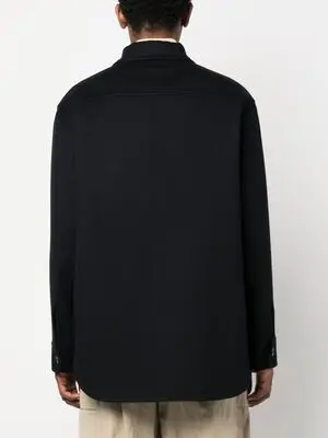 JIL SANDER Long-sleeve Cashmere Shirt Jacket - Blue