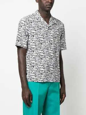 Palm Angels Waves-print Bowling Shirt