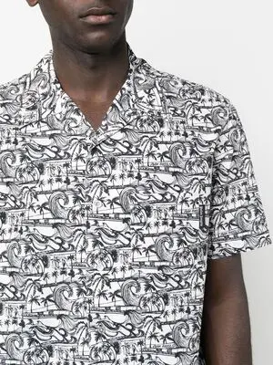 Palm Angels Waves-print Bowling Shirt