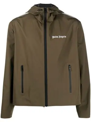 Palm Angels Side-stripe Hooded Jacket - Green