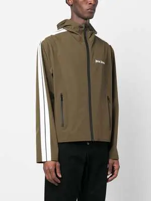 Palm Angels Side-stripe Hooded Jacket - Green
