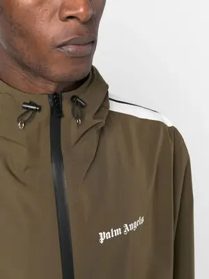 Palm Angels Side-stripe Hooded Jacket - Green