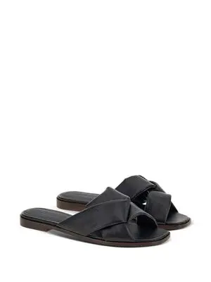 FERRAGAMO Knot-detail Leather Slides