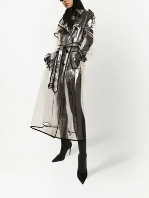 Dolce & Gabbana Contrast-trim Trench Coat - Black