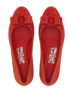 FERRAGAMO Vara Bow Crystal Embellished Pumps - Red