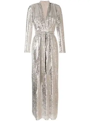 Badgley Mischka Plunge Sequin Gown