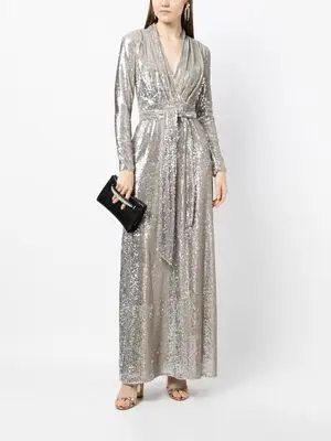 Badgley Mischka Plunge Sequin Gown