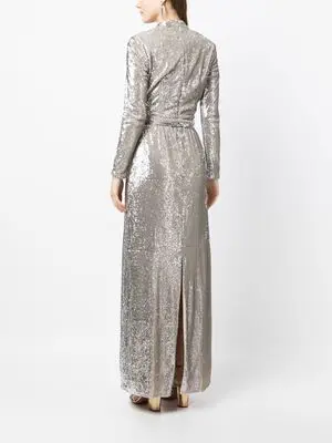 Badgley Mischka Plunge Sequin Gown