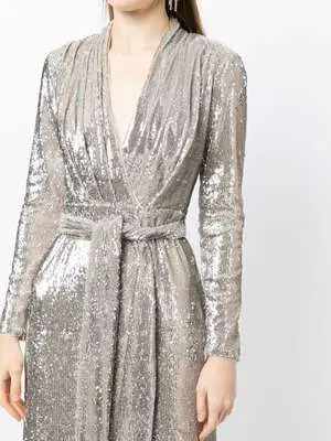 Badgley Mischka Plunge Sequin Gown