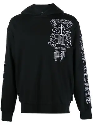Philipp Plein Skull-print Logo Hoodie - Black
