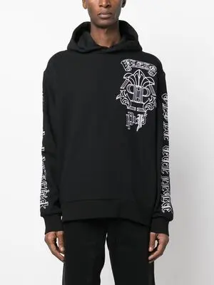 Philipp Plein Skull-print Logo Hoodie - Black