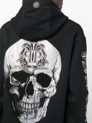 Philipp Plein Skull-print Logo Hoodie - Black