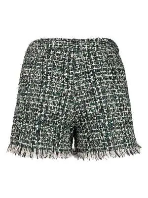 EDWARD ACHOUR PARIS Rough-cut Tweed Shorts - Green