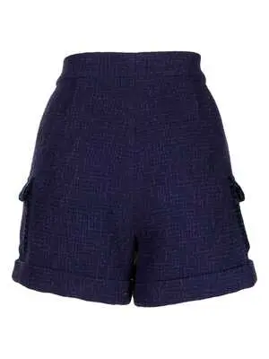 EDWARD ACHOUR PARIS Tweed Pocketed Shorts - Blue