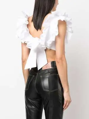 Philipp Plein Cropped Top With Ruffle Trim