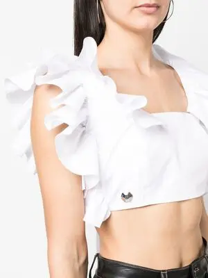 Philipp Plein Cropped Top With Ruffle Trim