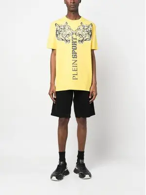 PLEIN SPORT Crew Neck Tiger-print T-shirt