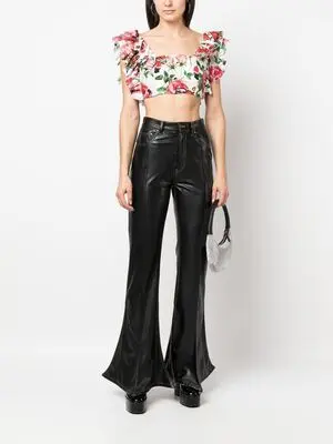 Philipp Plein Cropped Floral-print Blouse