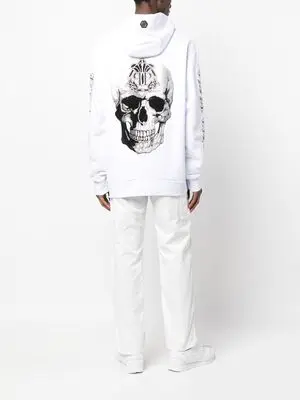 Philipp Plein Skull-print Embroidered Hoodie - White