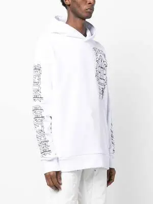 Philipp Plein Skull-print Embroidered Hoodie - White
