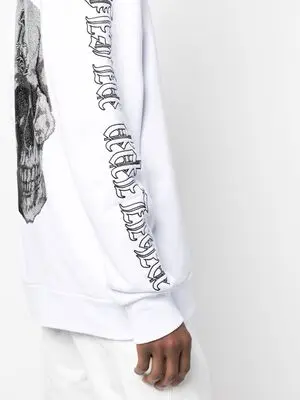 Philipp Plein Skull-print Embroidered Hoodie - White