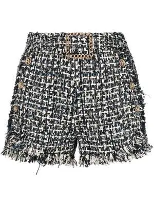 EDWARD ACHOUR PARIS Rough-cut Tweed Shorts - Black