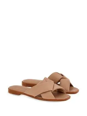 FERRAGAMO Knot-detail Leather Slides - Neutrals
