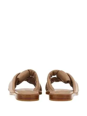 FERRAGAMO Knot-detail Leather Slides - Neutrals