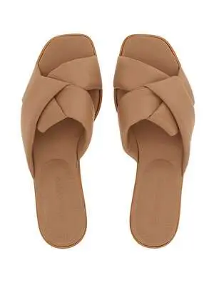 FERRAGAMO Knot-detail Leather Slides - Neutrals