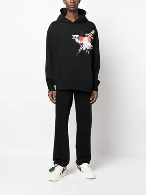 Philipp Plein Heart & Dagger Print Hoodie - Black