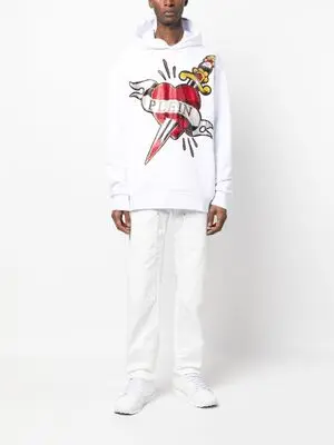 Philipp Plein Rhinestone-embellished Hoodie - White