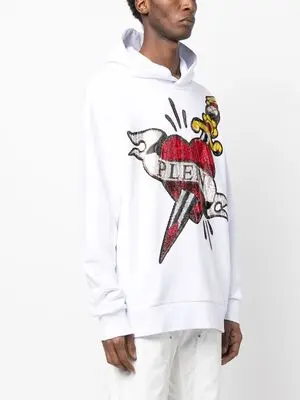 Philipp Plein Rhinestone-embellished Hoodie - White