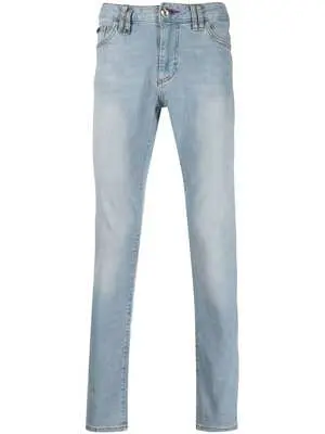 Philipp Plein Logo-plaque Slim-leg Jeans - Blue