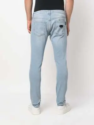 Philipp Plein Logo-plaque Slim-leg Jeans - Blue