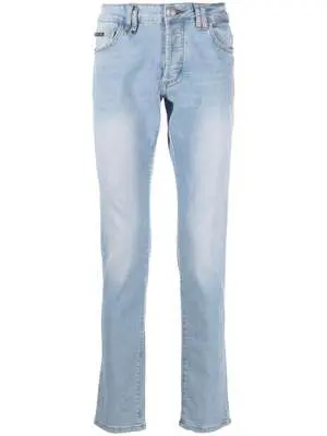 Philipp Plein Straight-cut Stonewashed Jeans - Blue
