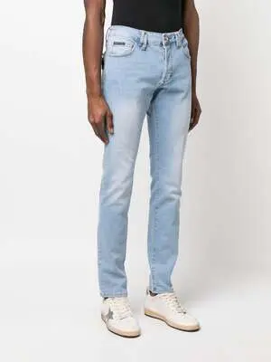 Philipp Plein Straight-cut Stonewashed Jeans - Blue