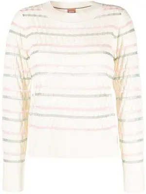 BOSS Double-striped Knitted Sweater - White