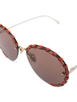 Chloé Stitching-detail Round-frame Sunglasses