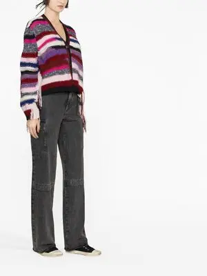 Amiri Striped Fringed Cardigan - Purple