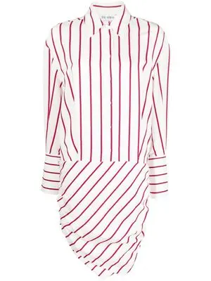 Attico Hatty Striped Draped Dress - White