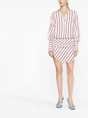 Attico Hatty Striped Draped Dress - White