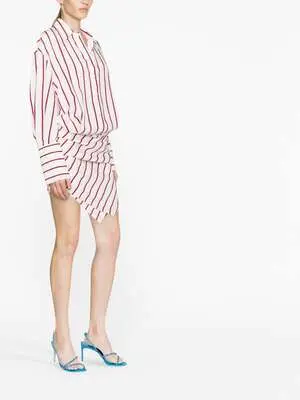 Attico Hatty Striped Draped Dress - White