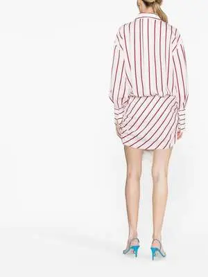 Attico Hatty Striped Draped Dress - White