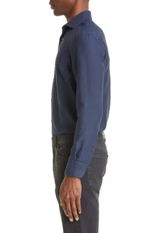 Zegna Cashco Cotton & Cashmere Button-up Shirt - Blue