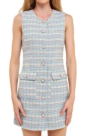 English Factory Metallic Tweed Sheath Dress