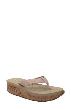 VOLATILE Neville Platform Flip Flop - Nude Snake Print