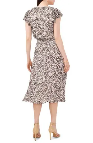 Chaus Smock Waist Animal Print Dress - Soft Ecru 105