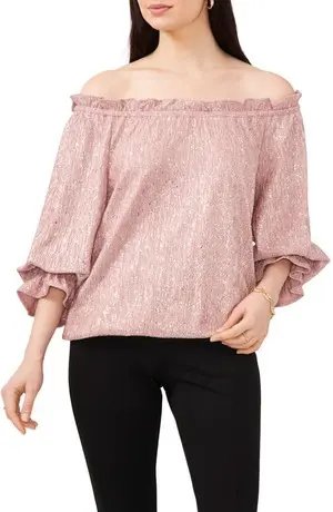 Chaus Metallic Off-the-shoulder Blouse
