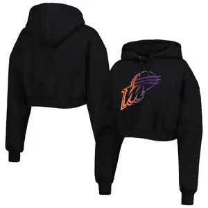 THE WILD COLLECTIVE Phoenix Mercury Washed Cropped Pullover Hoodie - Black