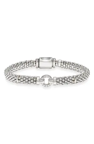 Lagos Diamond Circle Caviar Bracelet - Silver